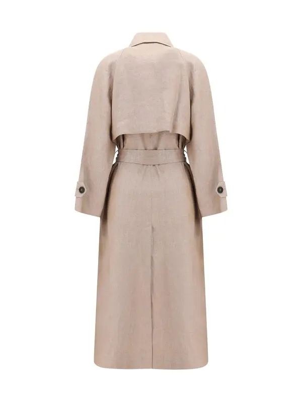 Brunello Cucinelli Linen Trench Coat With Lurex