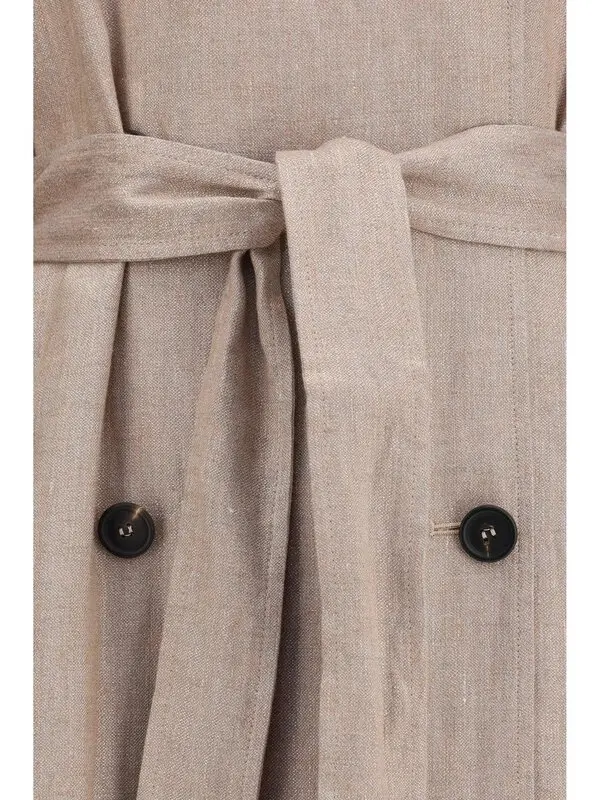 Brunello Cucinelli Linen Trench Coat With Lurex