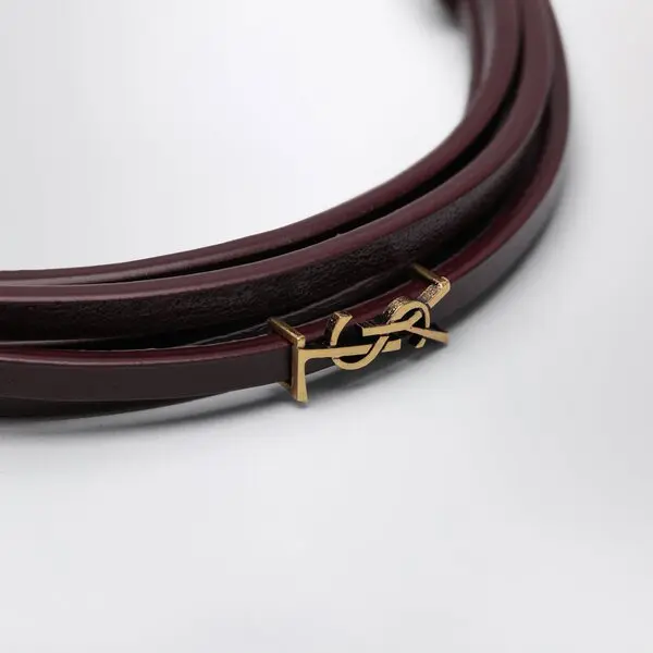 Saint Laurent Cassandre Multi-wrap Leather Bracelet