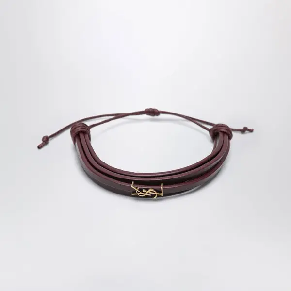 Saint Laurent Cassandre Multi-wrap Leather Bracelet - Red