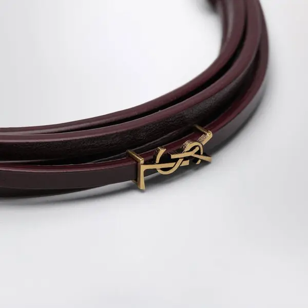 Saint Laurent Cassandre Multi-wrap Leather Bracelet - Red