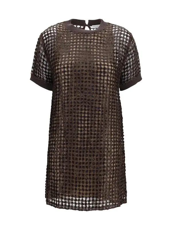 Brunello Cucinelli Sequin Mesh Mini Dress