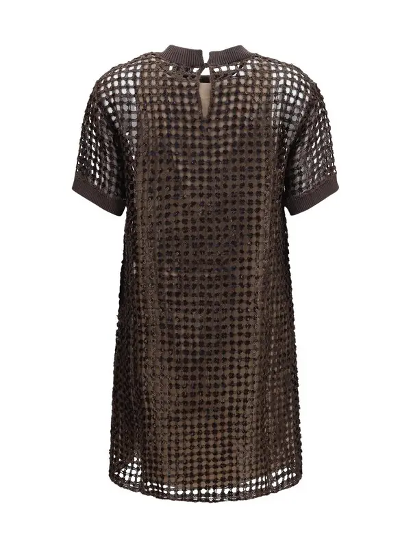 Brunello Cucinelli Sequin Mesh Mini Dress