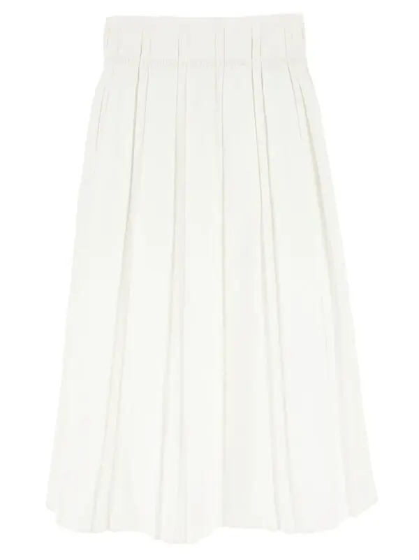 JIL SANDER Pleated Linen Midi Skirt - White