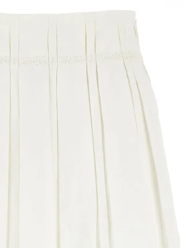 JIL SANDER Pleated Linen Midi Skirt