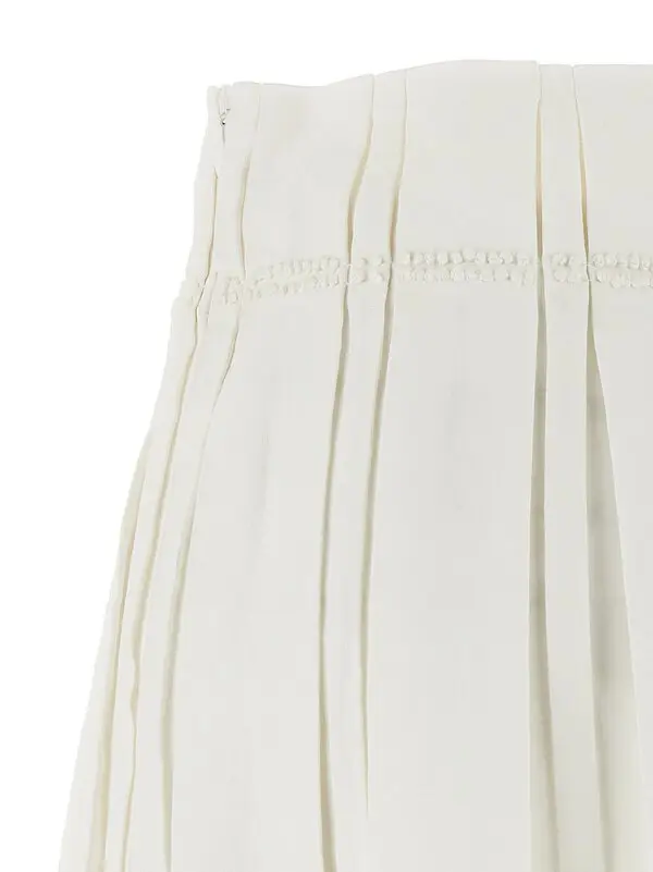JIL SANDER Pleated Linen Midi Skirt