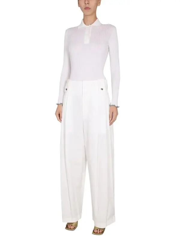 Bottega Veneta Wide Leg Trousers - Cream