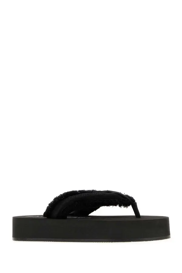 Balenciaga Satin Jet Leg Thong Slippers - Black