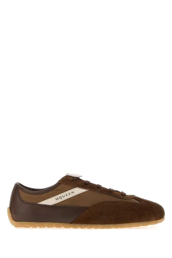 Alexander McQueen Leather And Fabric Boxe Sneakers - Brown