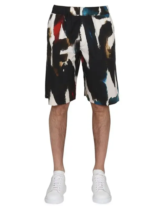 Alexander McQueen Bermuda With Logo Print