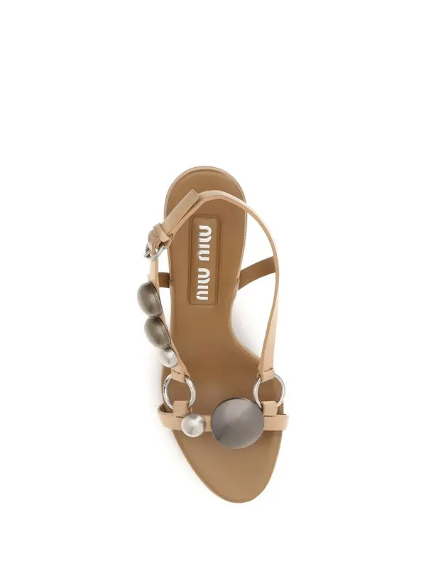 Miu Miu Leather Sandals - Brown