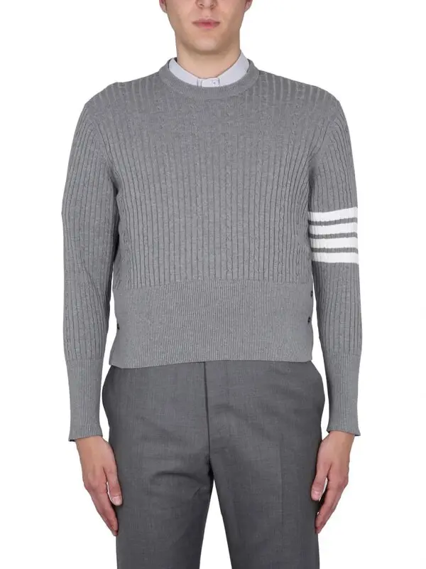 Thom Browne 4bar Stripe Jersey Sweater - Gray