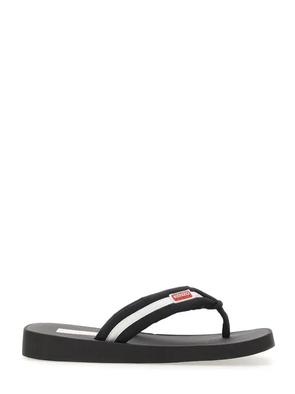 Kenzo Slide Sandal With Logo - Black