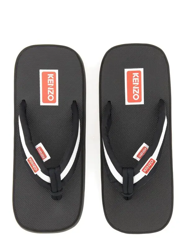 Kenzo Slide Sandal With Logo - Black