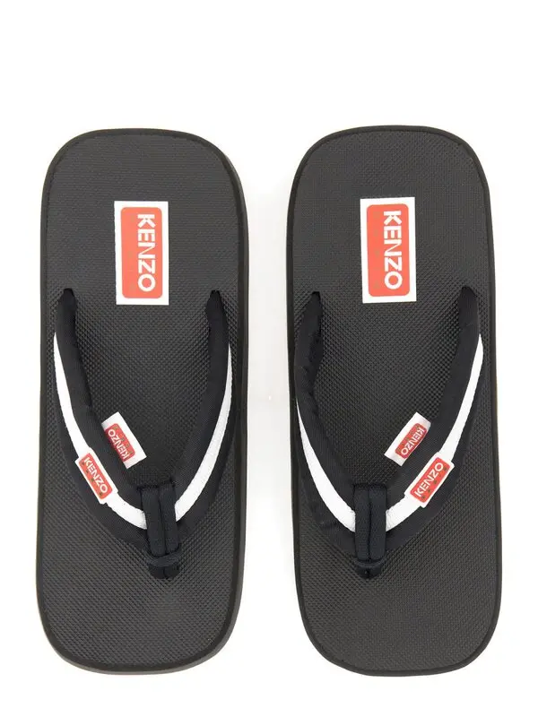Kenzo Slide Sandal With Logo - Black
