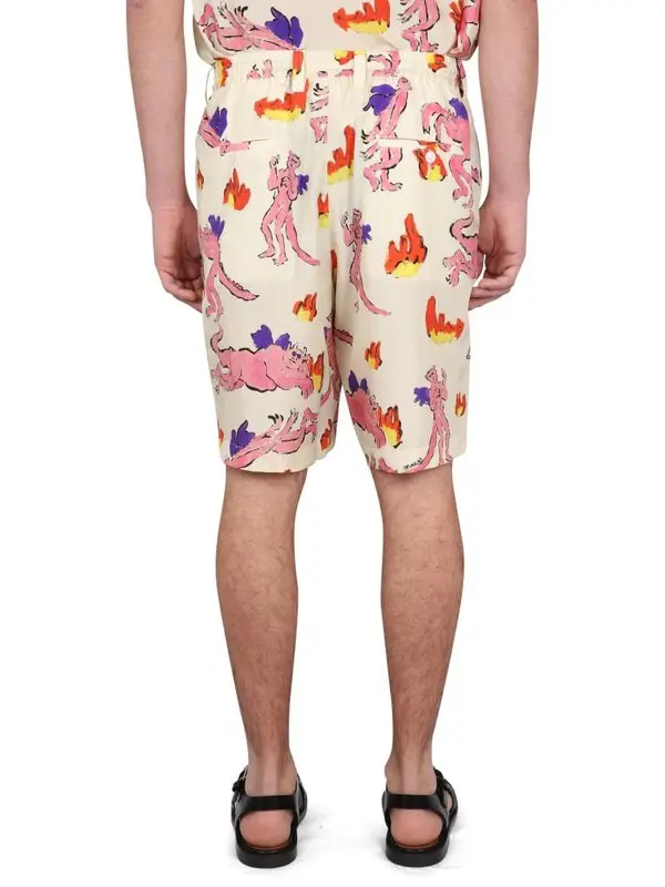 Marni Bermuda Shorts With Print - Cream