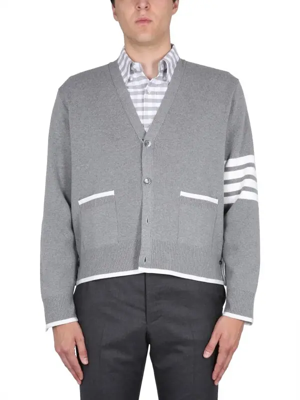 Thom Browne 4bar Stripe Cardigan - Gray