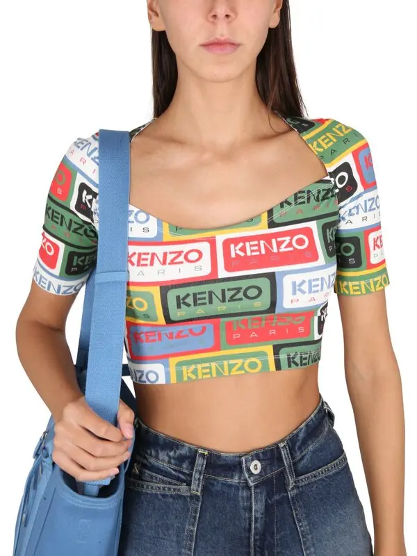 Kenzo Graphic Crop Top - Multicolor
