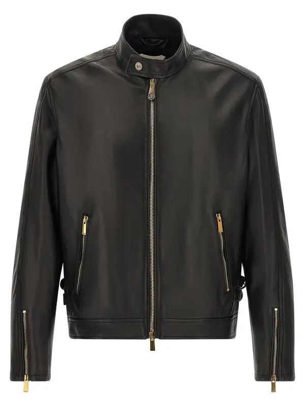 Versace Leather Biker Jacket - Black