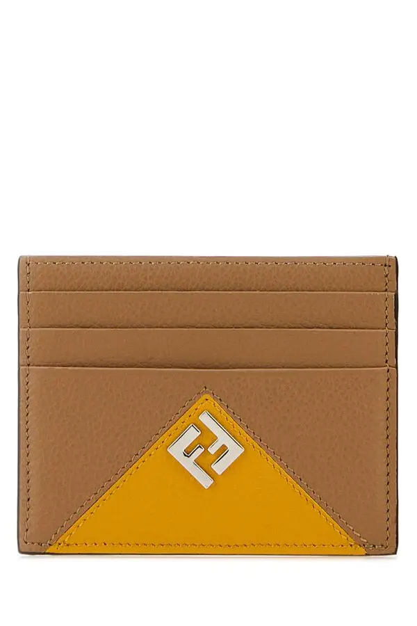 Fendi Beige Leather Card Holder - Brown