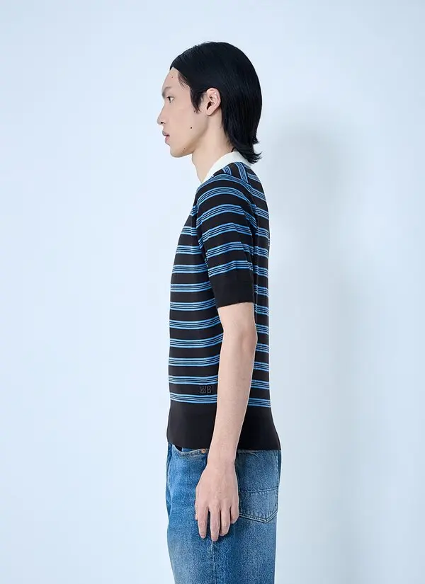 WALES BONNER Striped Knit Polo Shirt