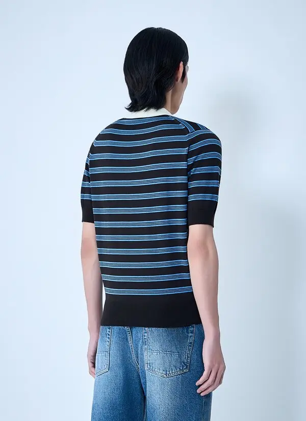 WALES BONNER Striped Knit Polo Shirt