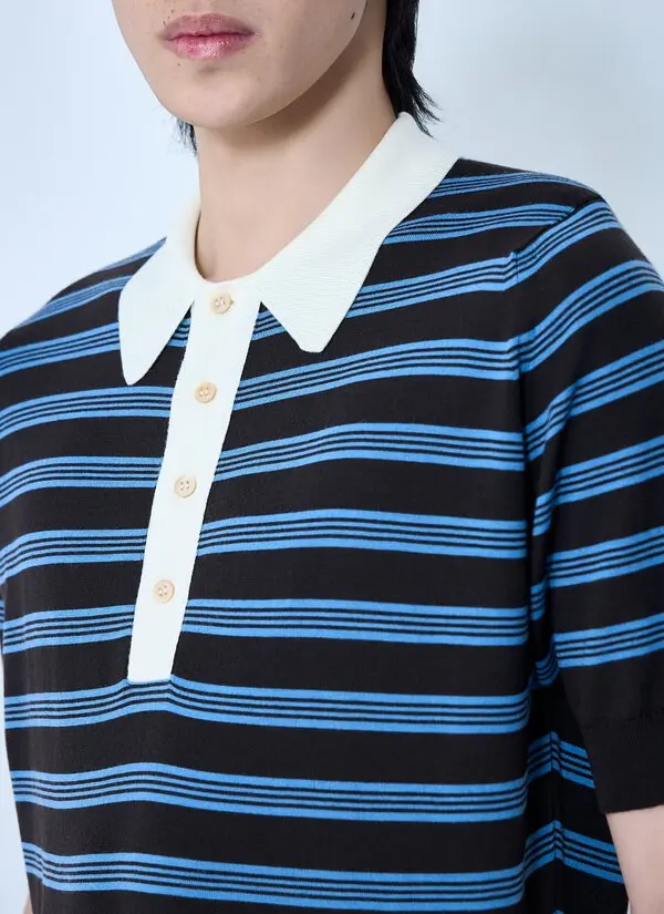 WALES BONNER Striped Knit Polo Shirt