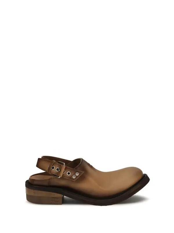 Miu Miu Foule Leather Mules - Brown