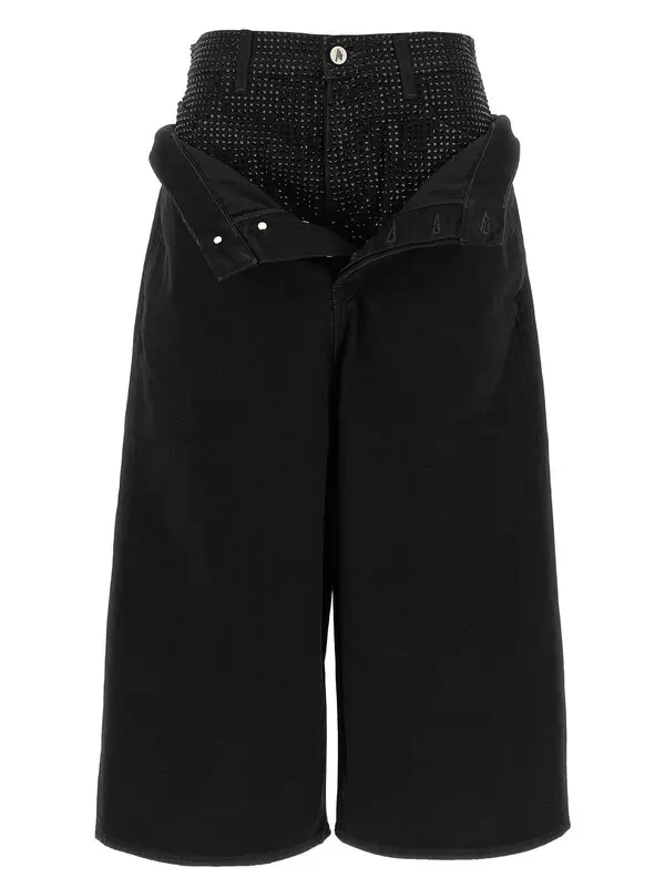Attico Crystal Insert Jeans - Black