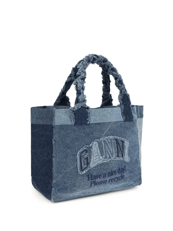 GANNI Medium Trapeze Denim Shopper - Blue