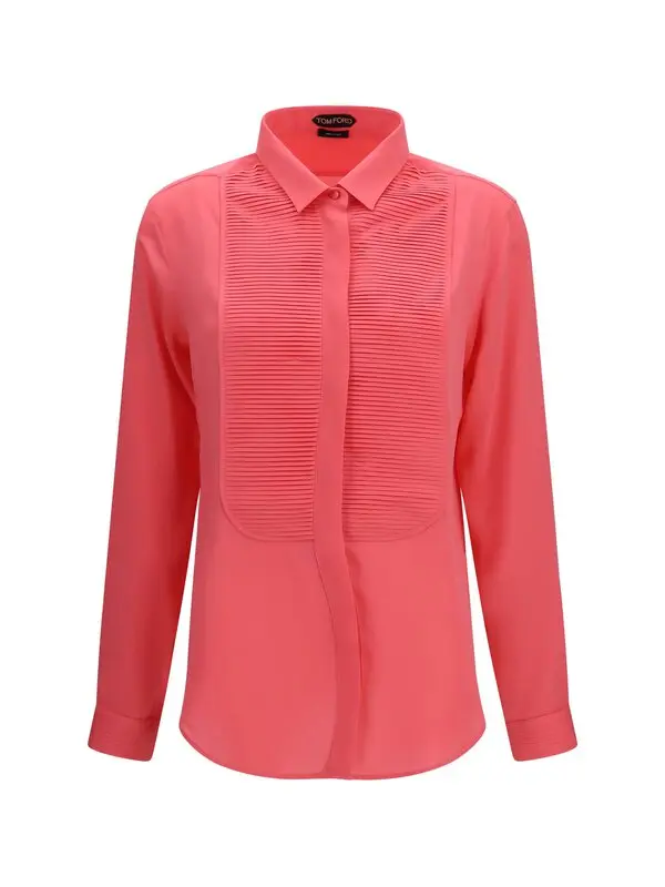 TOM FORD Tuxedo Shirt In Silk With Pleated Bib - Pink