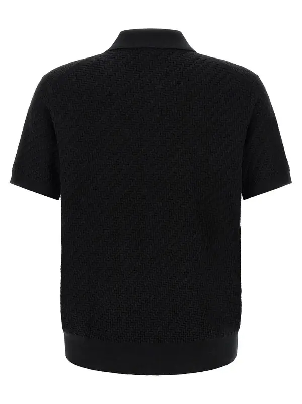 Brioni Trama' Weaving Polo - Black