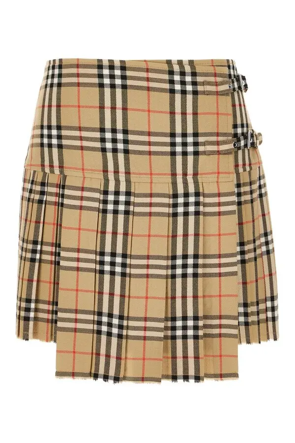 Burberry Plaid Buckled Skirt - Multicolor