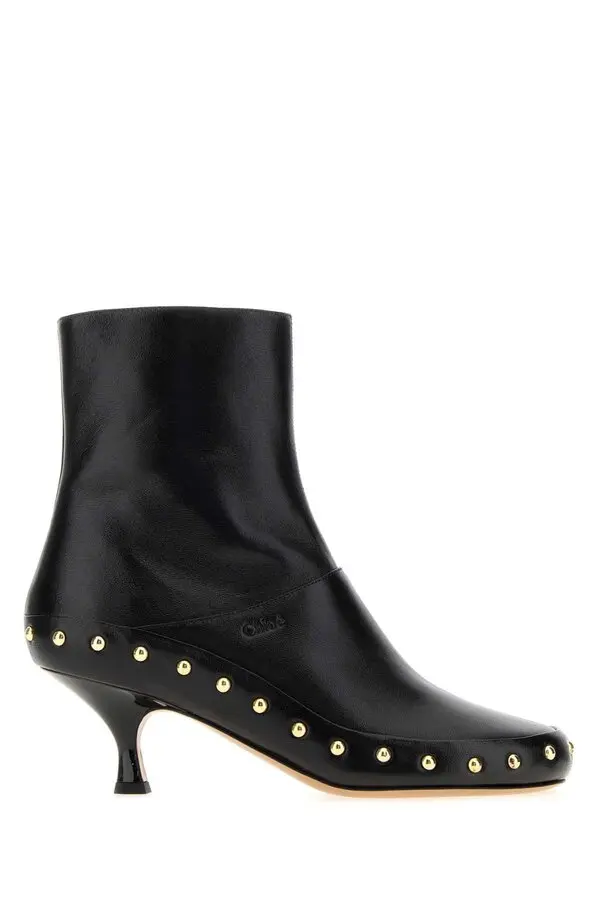 Chloé Leather Junie Ankle Boots - Black