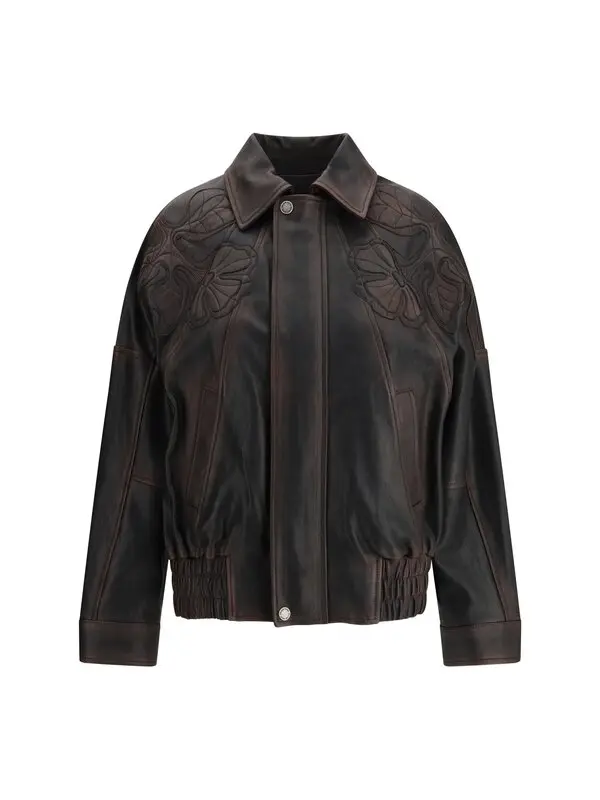 GOLDEN GOOSE Nappa Leather Bomber Jacket - Brown