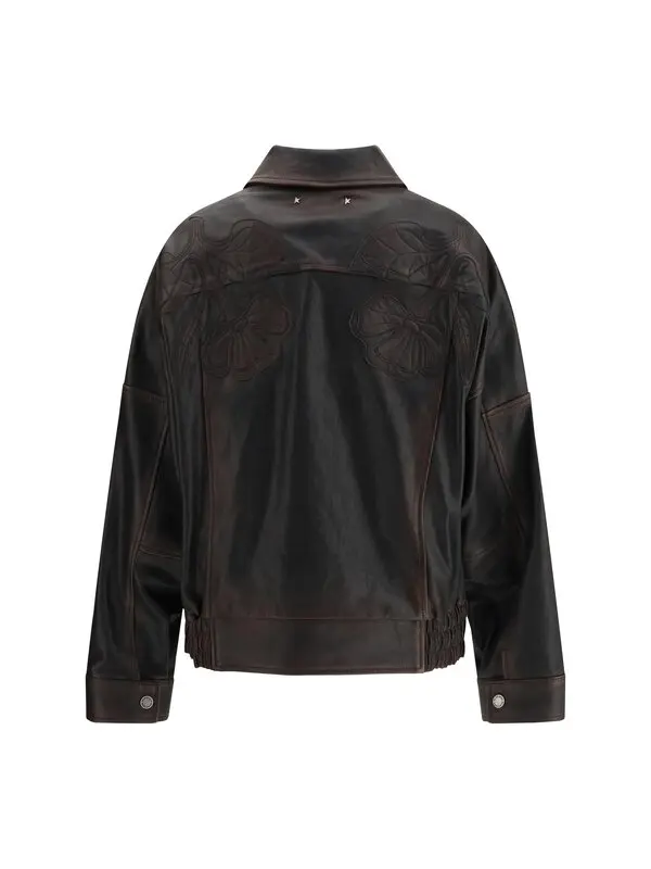 GOLDEN GOOSE Nappa Leather Bomber Jacket - Brown