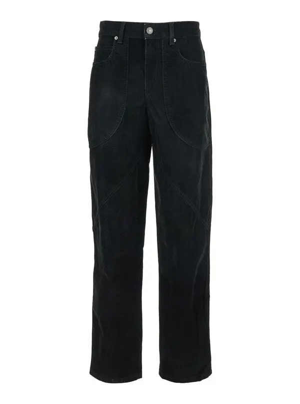 Isabel Marant Étoile Kelvina' Black Jeans With Logo Patch On The Rear And Tapered Leg In Denim - Multicolor