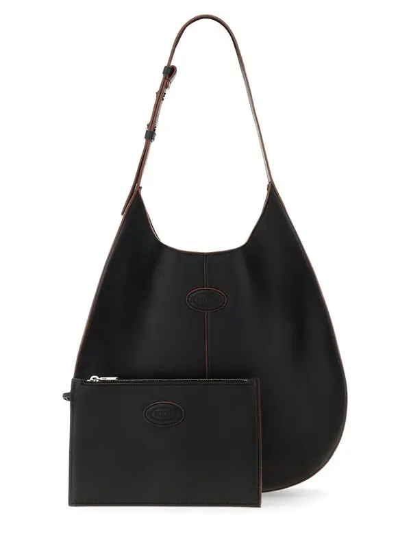 TOD'S Calfskin Hobo Bag - Black