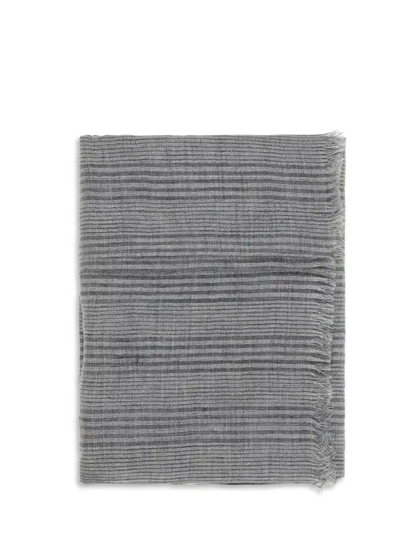 Brunello Cucinelli Linen Scarf With Lurex Details - Gray