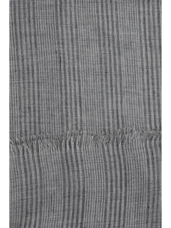 Brunello Cucinelli Linen Scarf With Lurex Details - Gray