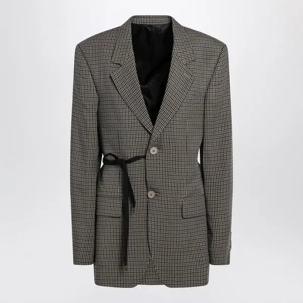 Balenciaga Vichy-pattern Jacket With Side Lace Detail - Green