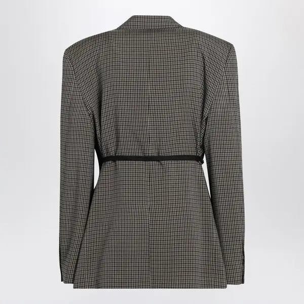 Balenciaga Vichy-pattern Jacket With Side Lace Detail