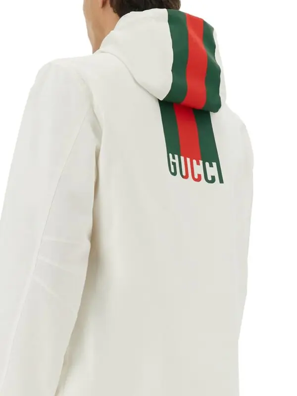 Gucci Cotton Zip Up Hooded Sweatshirt