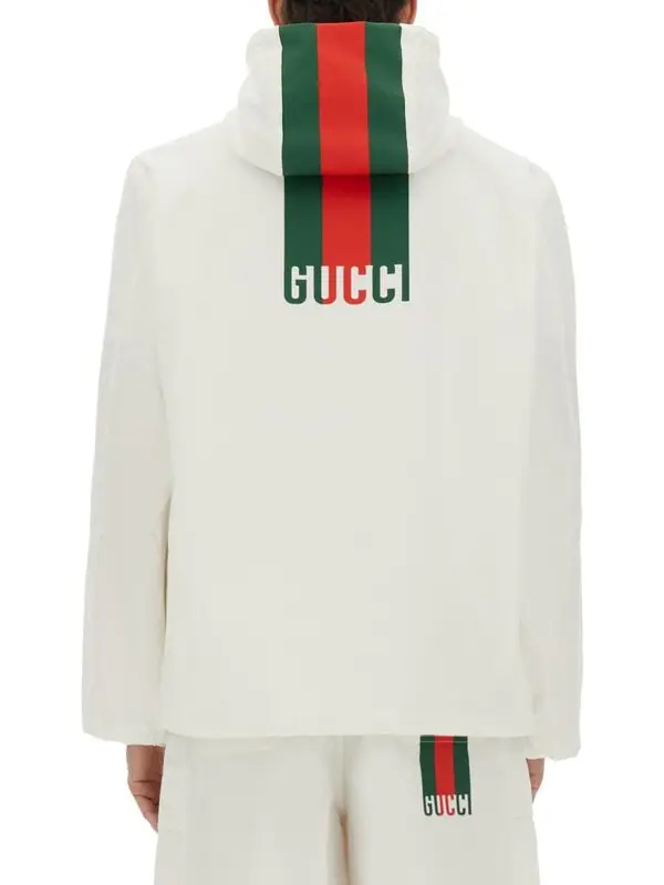 Gucci Cotton Zip Up Hooded Sweatshirt