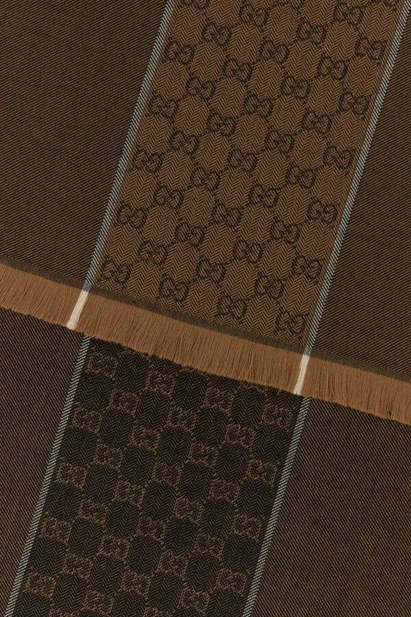 Gucci Camel Wool Scarf - Brown