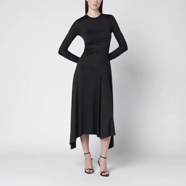 Victoria Beckham Asymmetric Midi Dress - Black