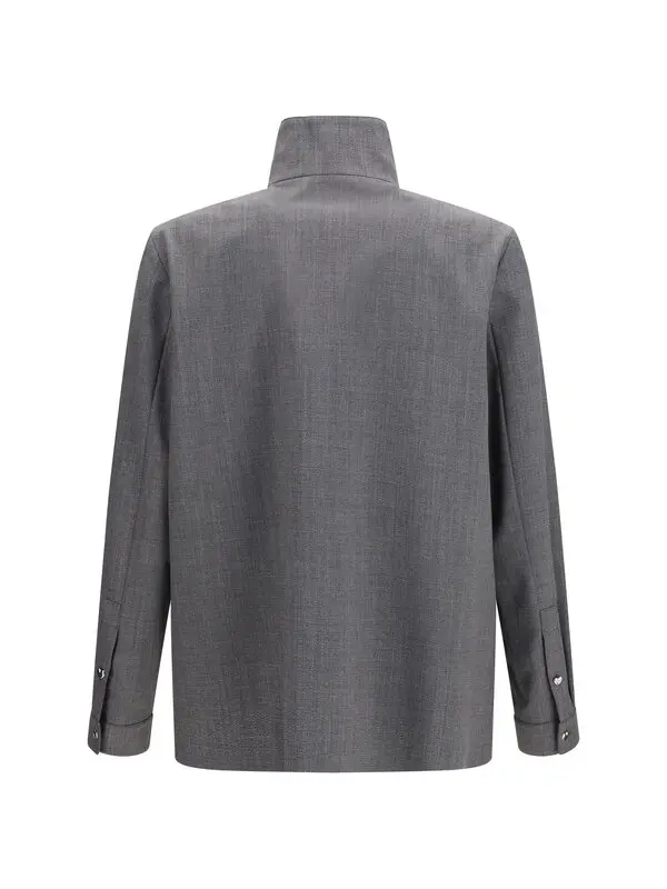 Valentino Garavani Mouliné Wool Shirt Jacket - Gray
