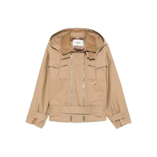 Fendi Hooded Cotton Bomber Jacket - Cream