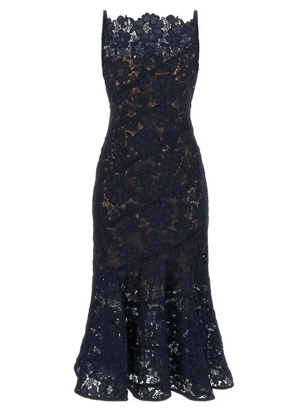 SELF-PORTRAIT Spiral Lace Midi Dress - Blue