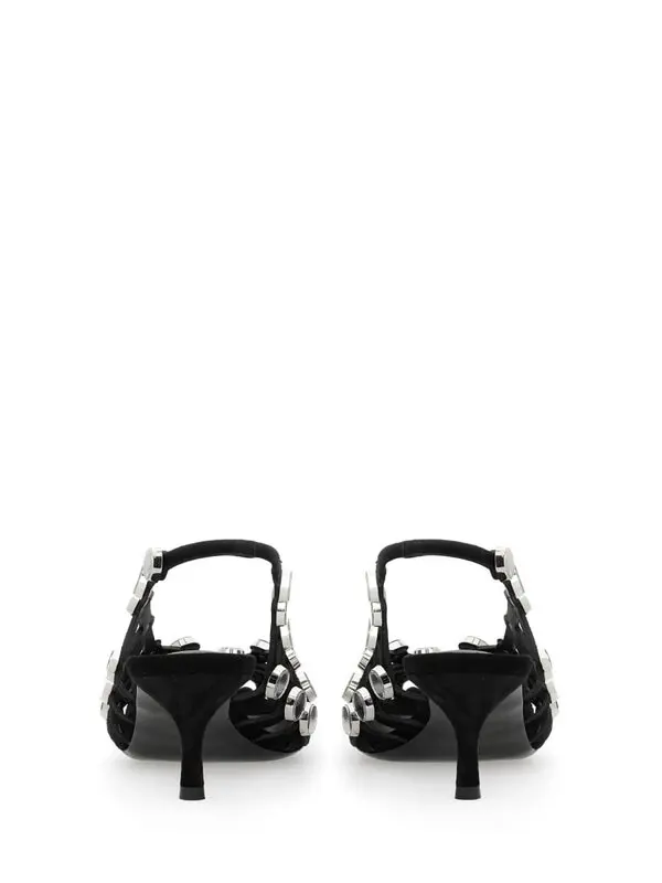 Attico Grid Slingback Shoes - Black